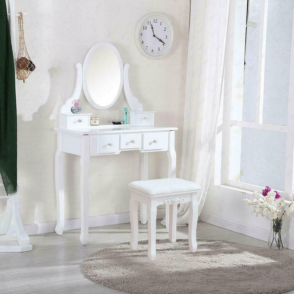 dressing table with mirror white